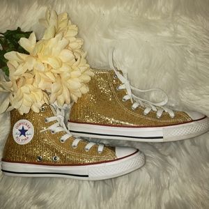 Converse | Shoes | Converse Girls Size 2 Sparkly Gold | Poshmark
